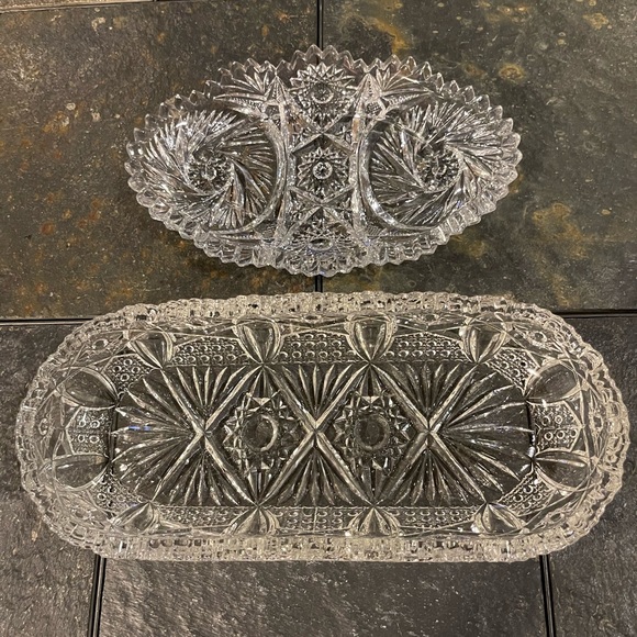 American Vintage | Dining | Pressed Glass Crystal Serving Dish Set ...